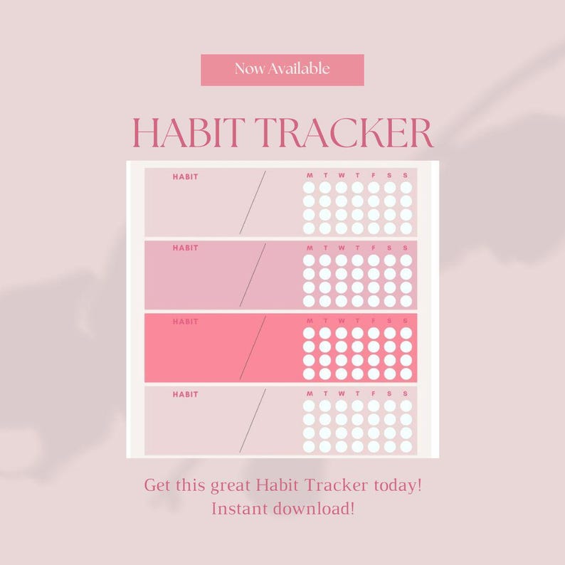 Pink Habit Tracker - Digital/printable Habit Tracker - Etsy