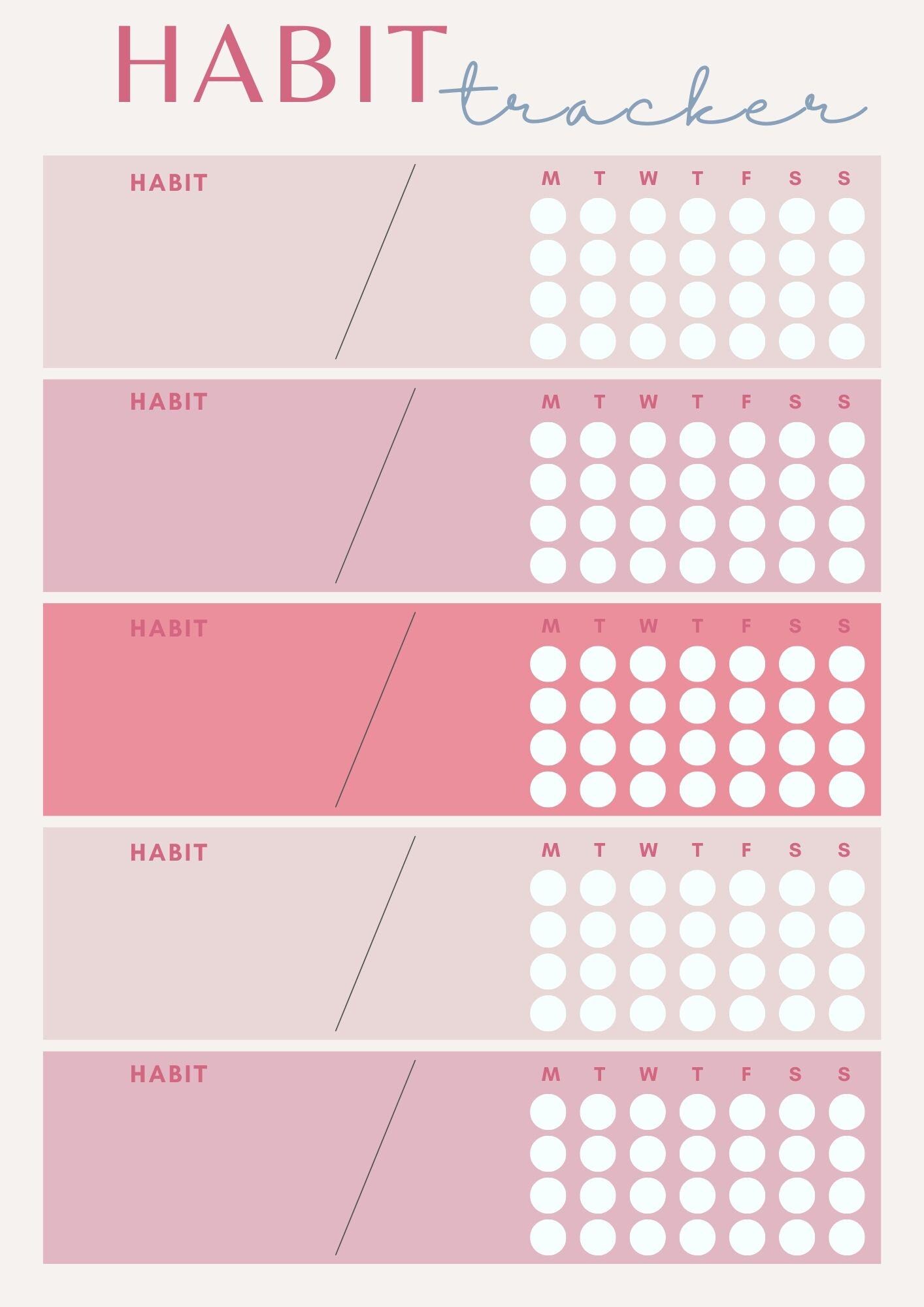 Pink Habit Tracker - Digital/printable Habit Tracker - Etsy