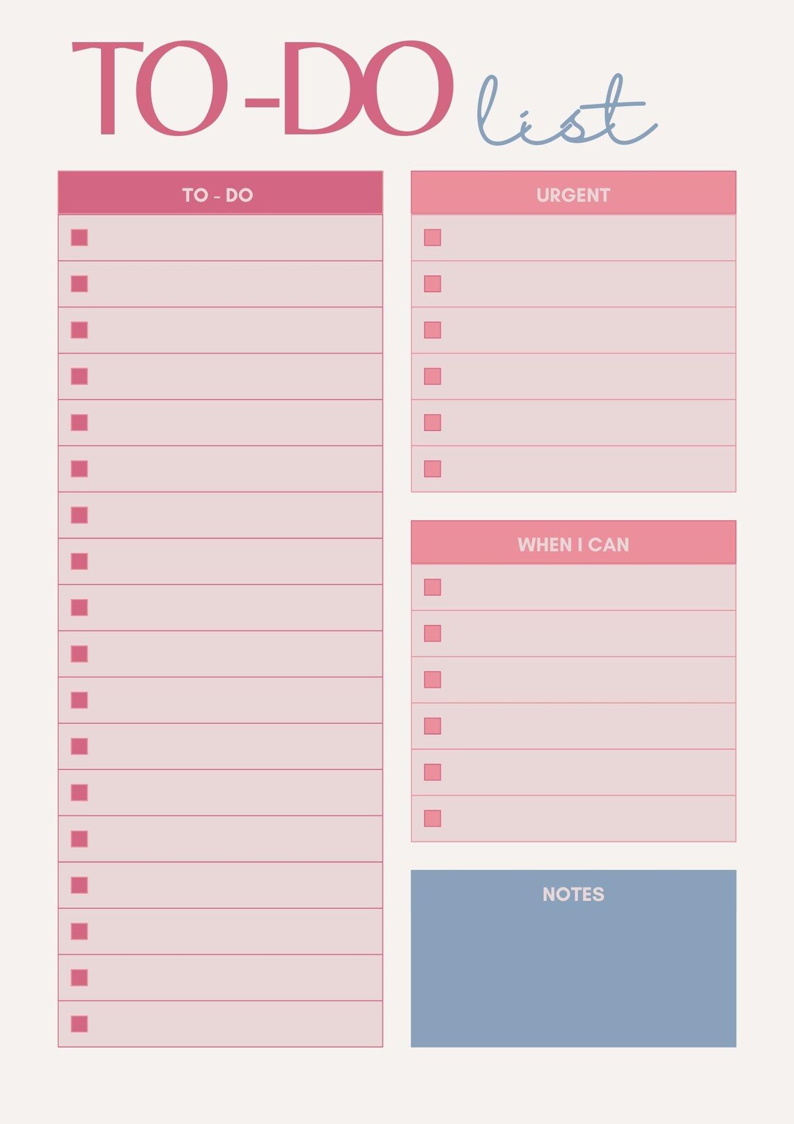 Pink To-do List- Simple Digital/printable Action List - Etsy