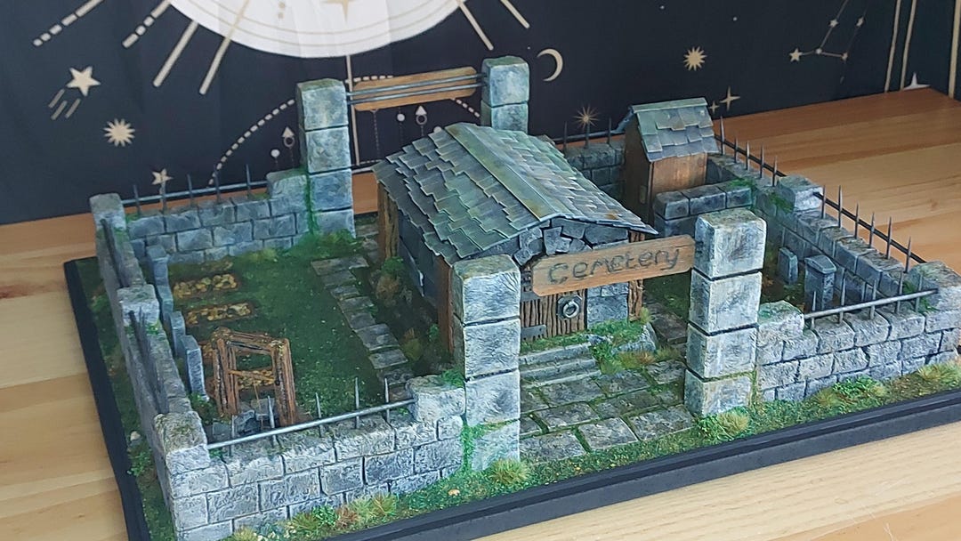 Cemetery and Mausoleum Diorama With Spooky Green LED Lighting - Etsy UK