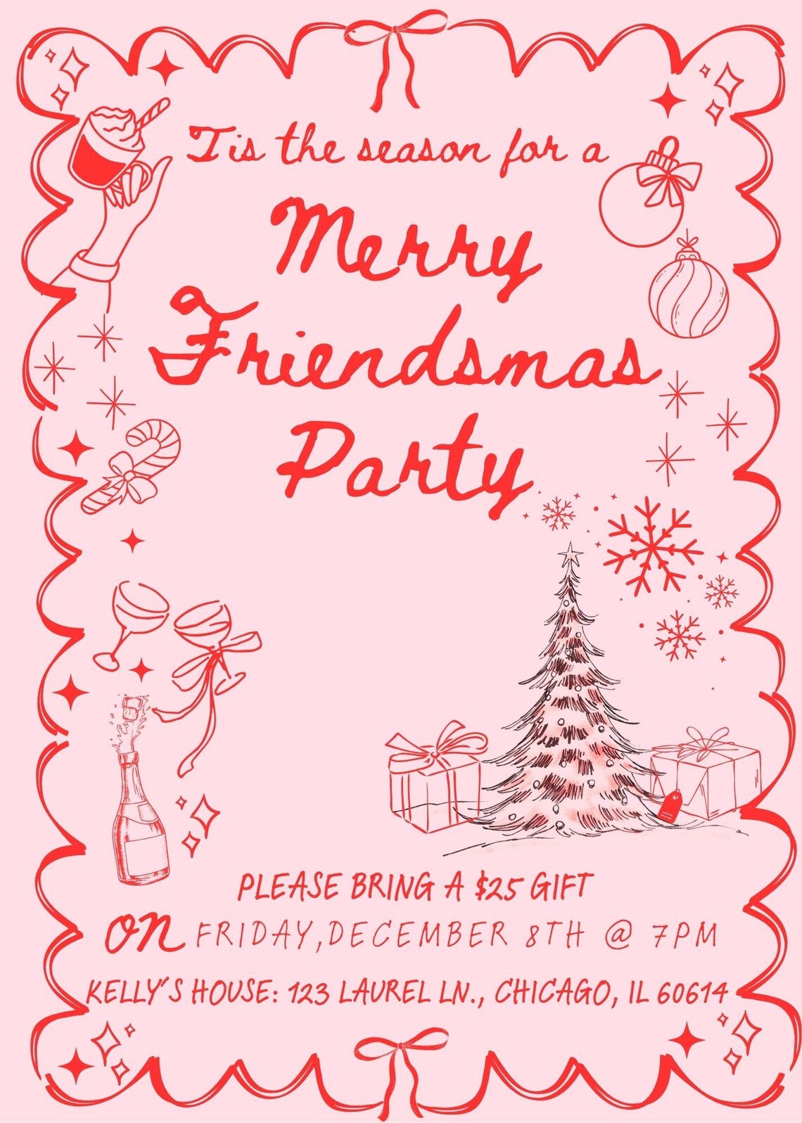 Self Customizable Christmas Party Invitation Template-digital Download ...