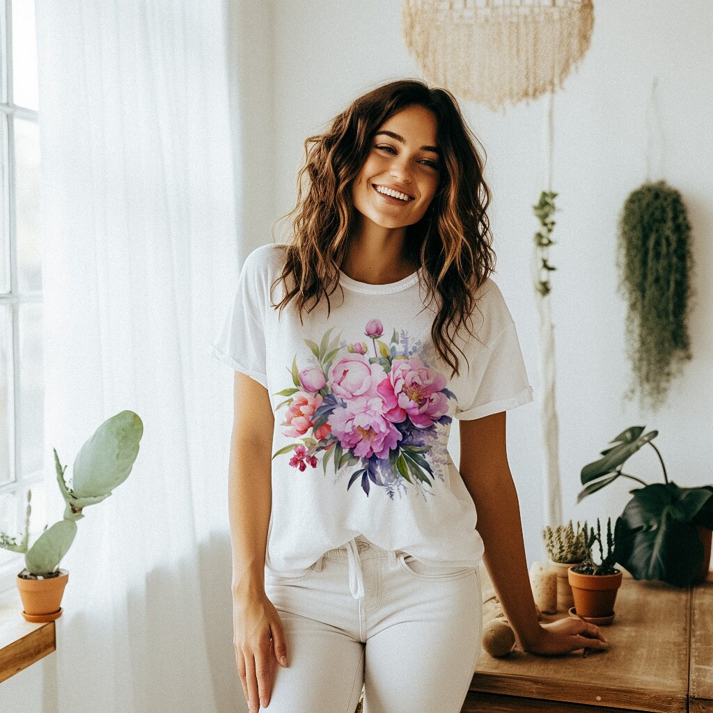 Peony Flower Bouquet Shirt Peony Flower Bouquet Tshirt Peony Flower ...