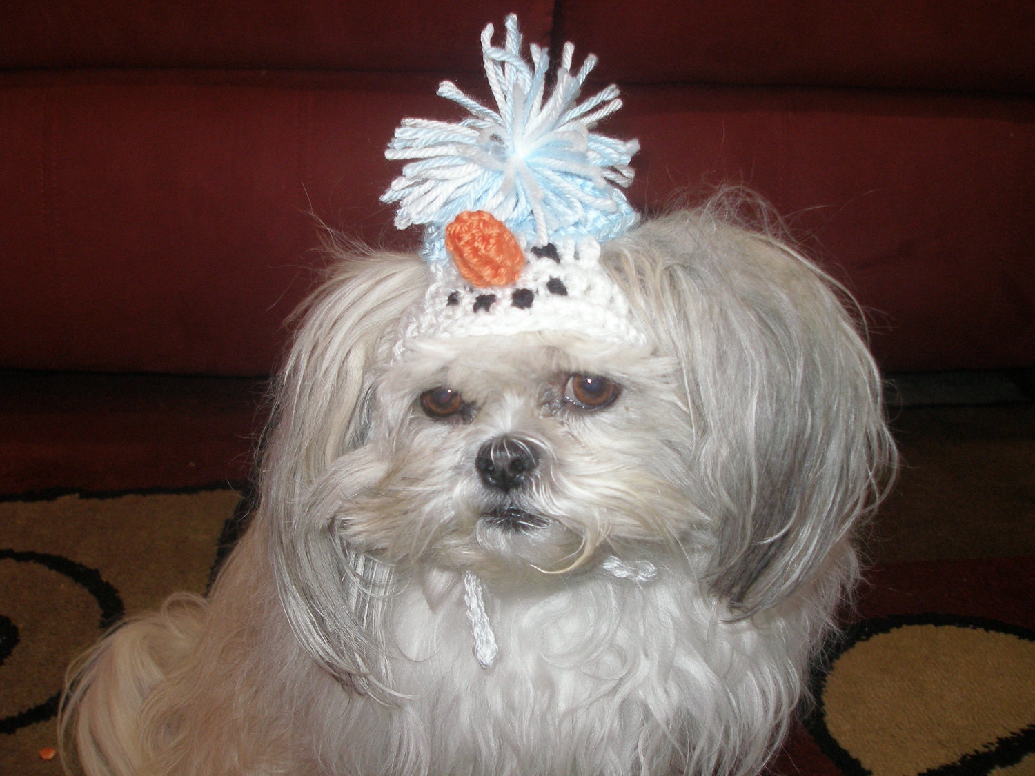 Dog Hat - SNOW MAN - Humorous - Choose Color - 2 to 20 Lb Pets - Need ...