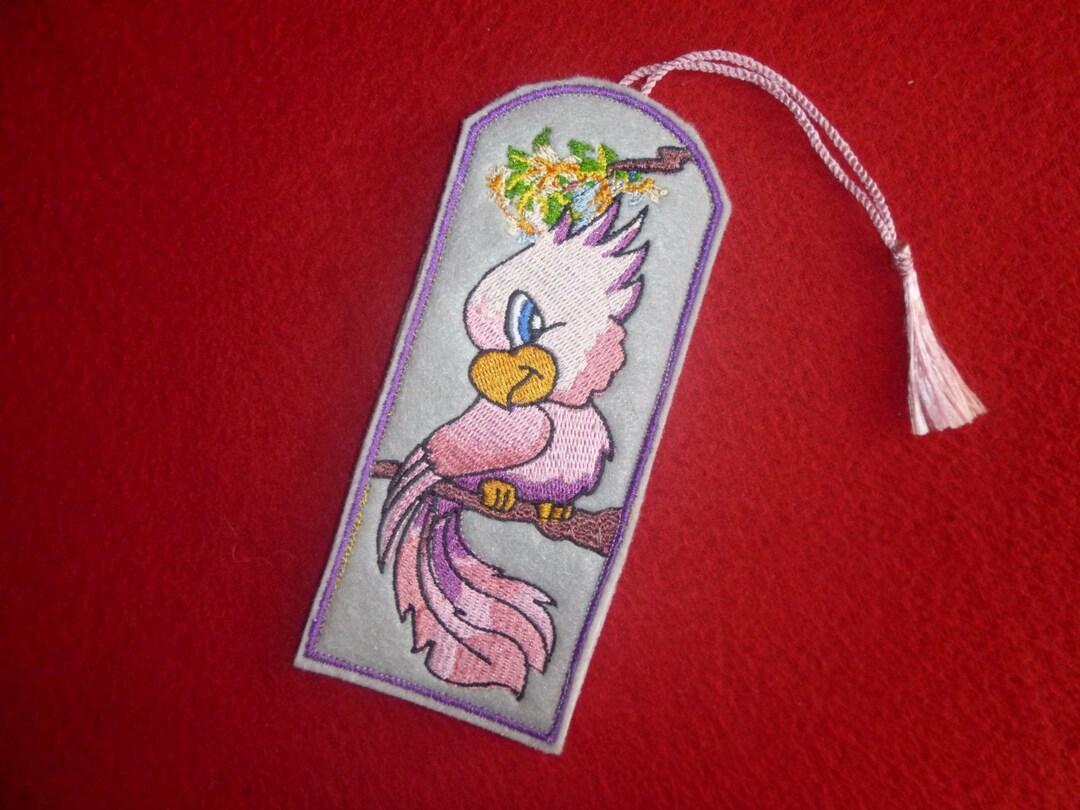 Pink Parrot Cockatoo Embroidered Bookmark or Ornament Ready to Ship - Etsy