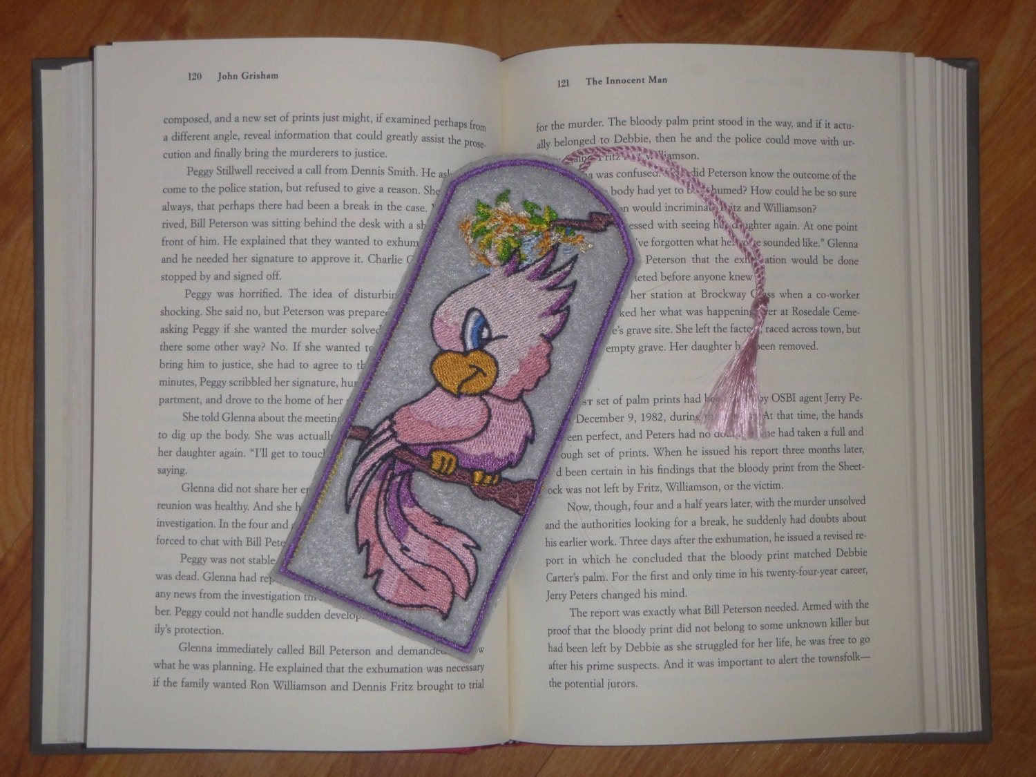 Pink Parrot Cockatoo - Embroidered Bookmark or Ornament - Ready to Ship ...