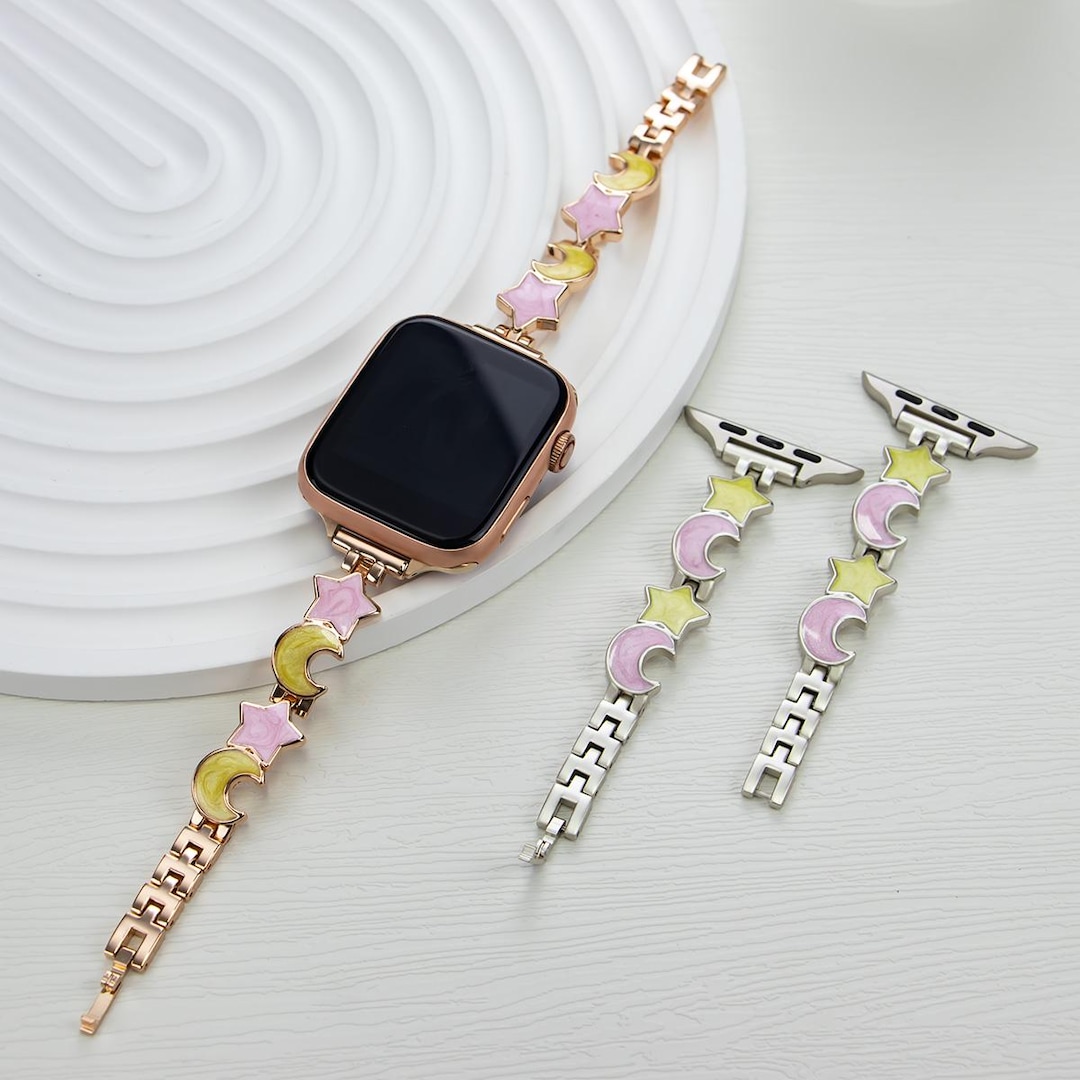 Pretty Stars and Moons Strap for Apple Watch 10 9 8 7 6 5 4 SE Ultra ...
