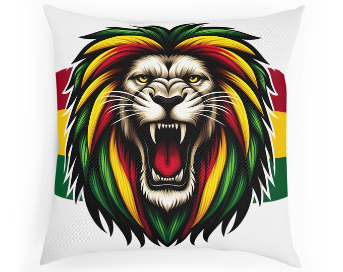 Rasta Lion Pillow, Rasta Colors Pillow, Rastafari-double Sided Lion of ...