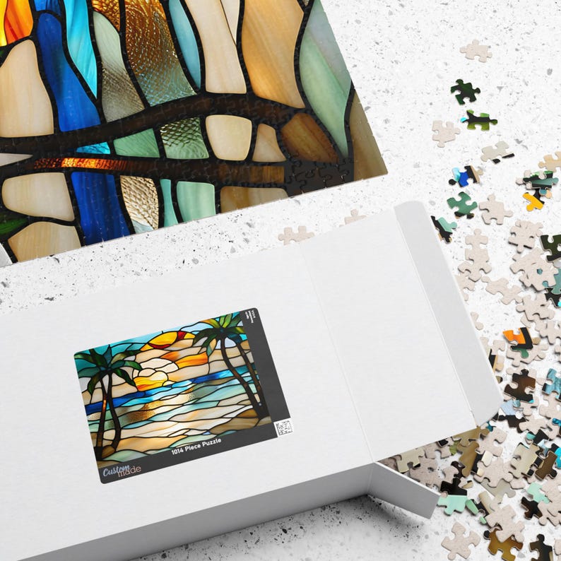 Puzzle, Beach Stained Glass Design, Jigsaw Game, 110 252 520 1014 ...