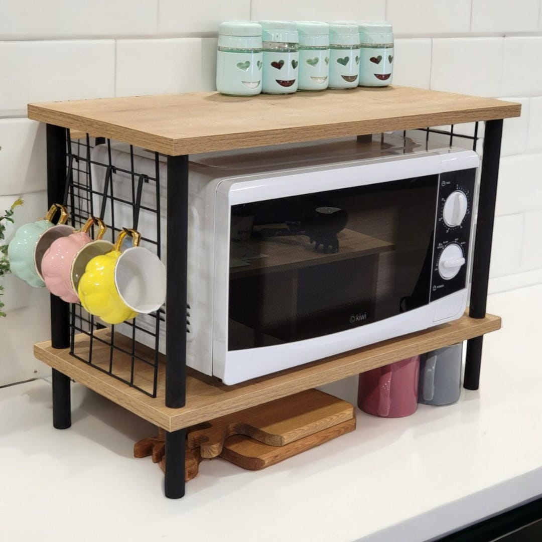 Natural Solid Wood Countertop Organizer Shelf – Multi-purpose Kitchen ...