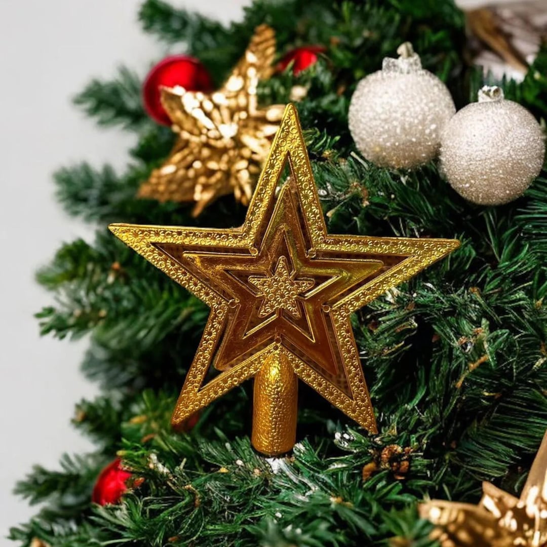 10 Cm Gold Tree Topper Small Christmas Tree Star Decoration - Etsy