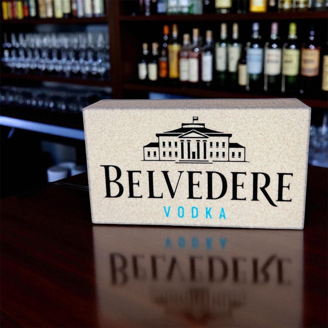 Belvedere Vodka Illuminated Sign With Marble Effect – Hanging LED Wall ...
