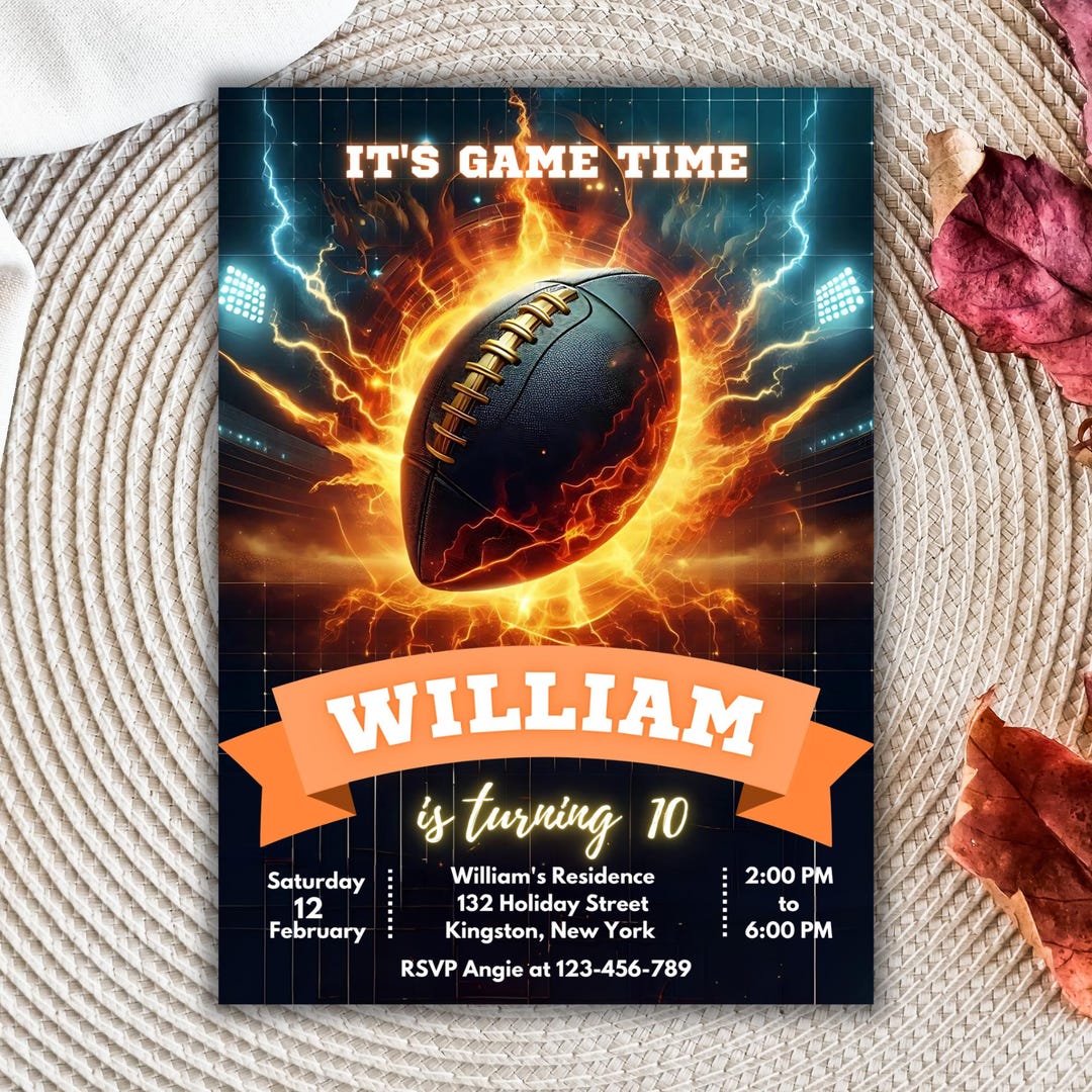 Editable Football Birthday Invitation, Football Athlete Birthday ...