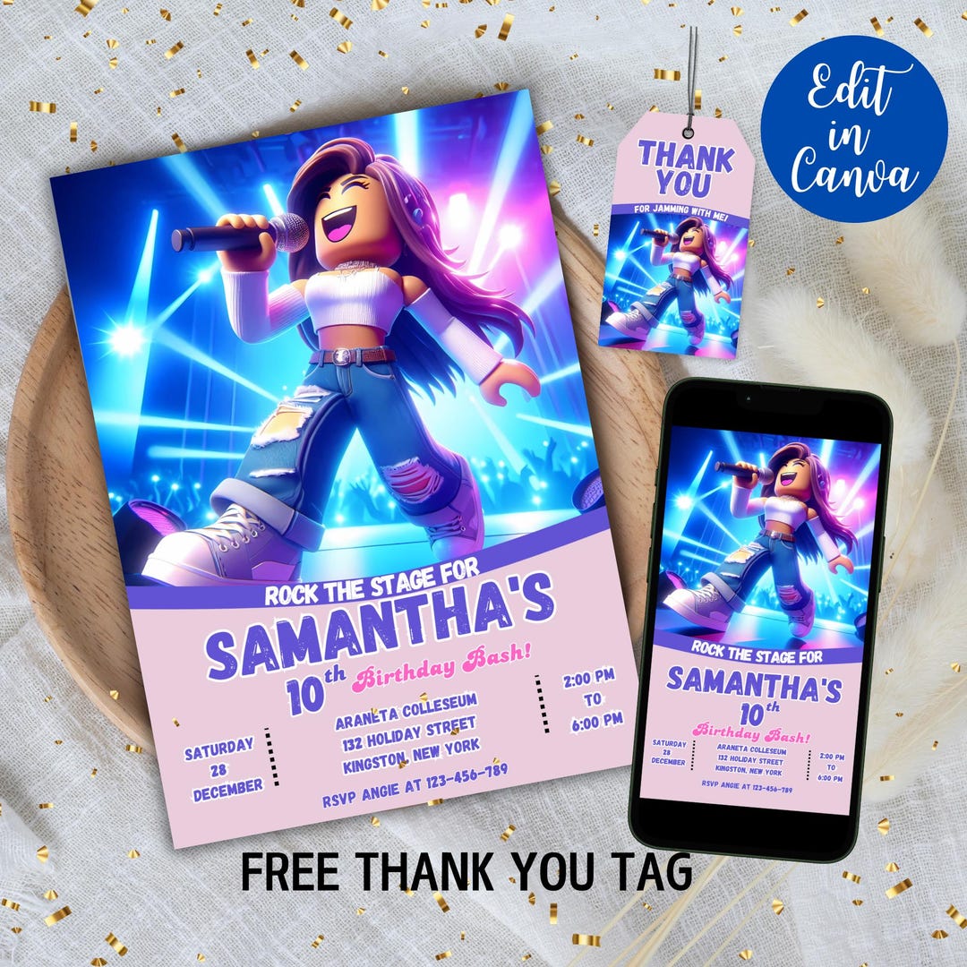 Rock On Editable Concert Birthday Invitation for Girls and Teens, Teens ...