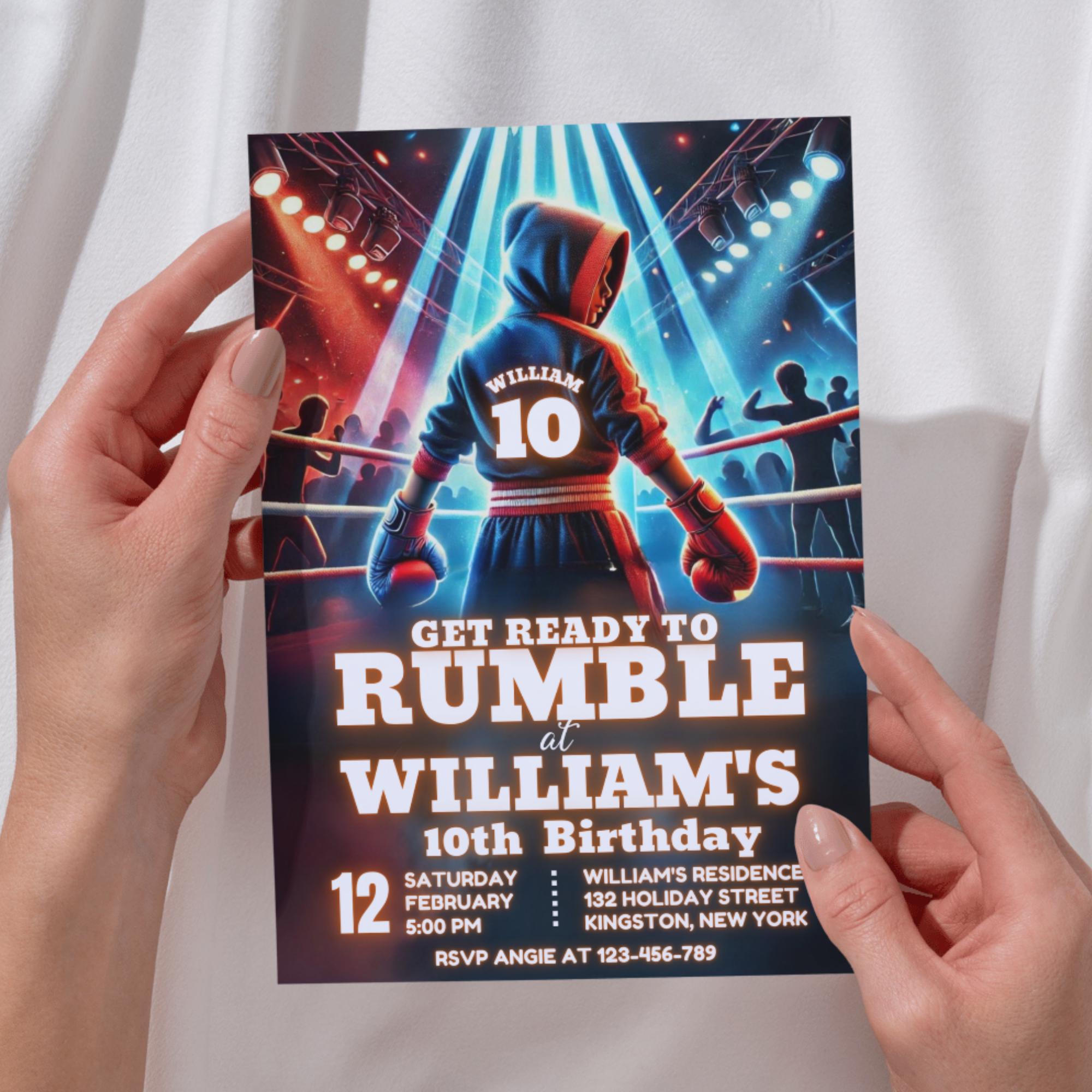 Editable Boxing Birthday Invitation, Boxing Invitation for Boys, Sports ...