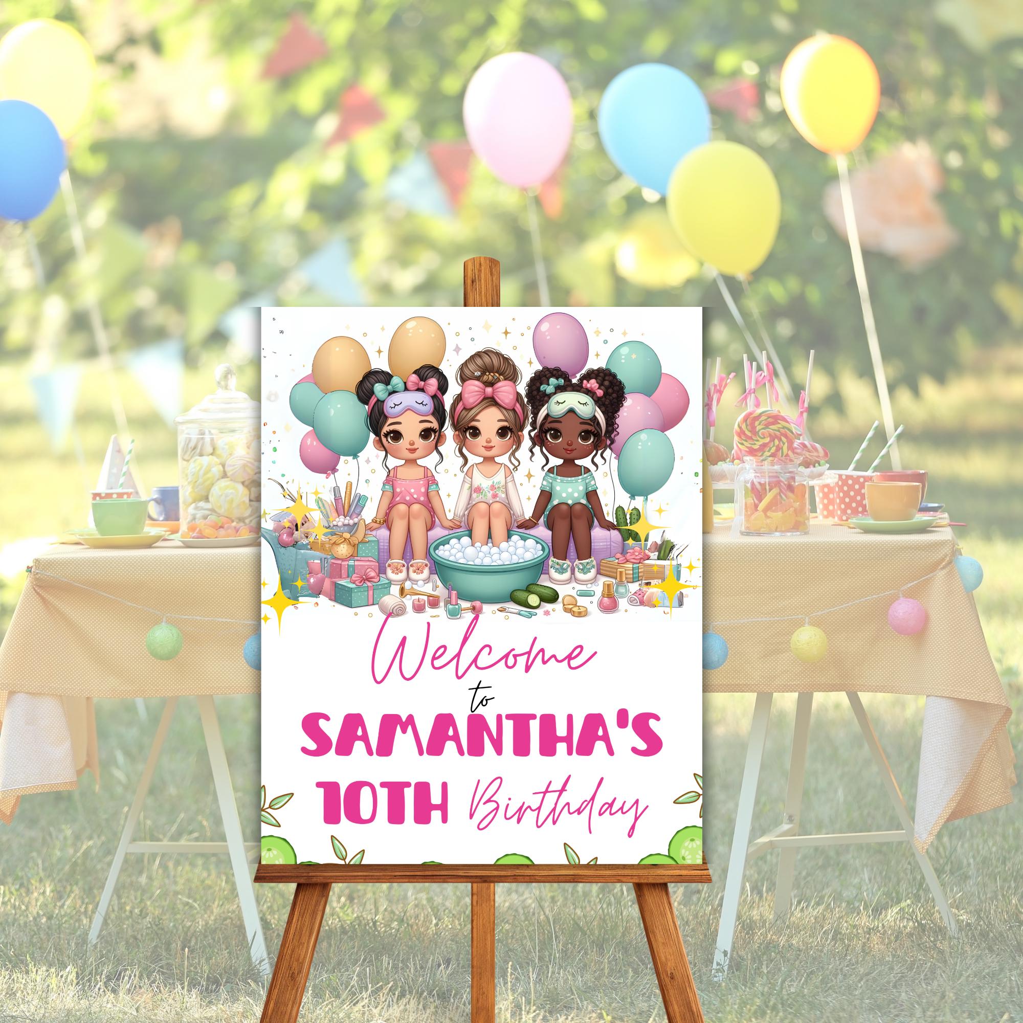 Editable Pamper Spa Birthday Party Welcome Sign, Spa Party Sign, Spa ...