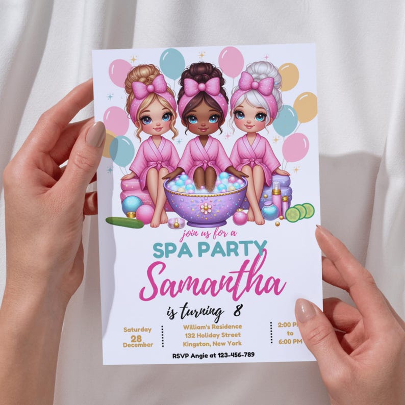 Editable Pamper Spa Party Invitation, Spa Birthday Invite for Girls ...