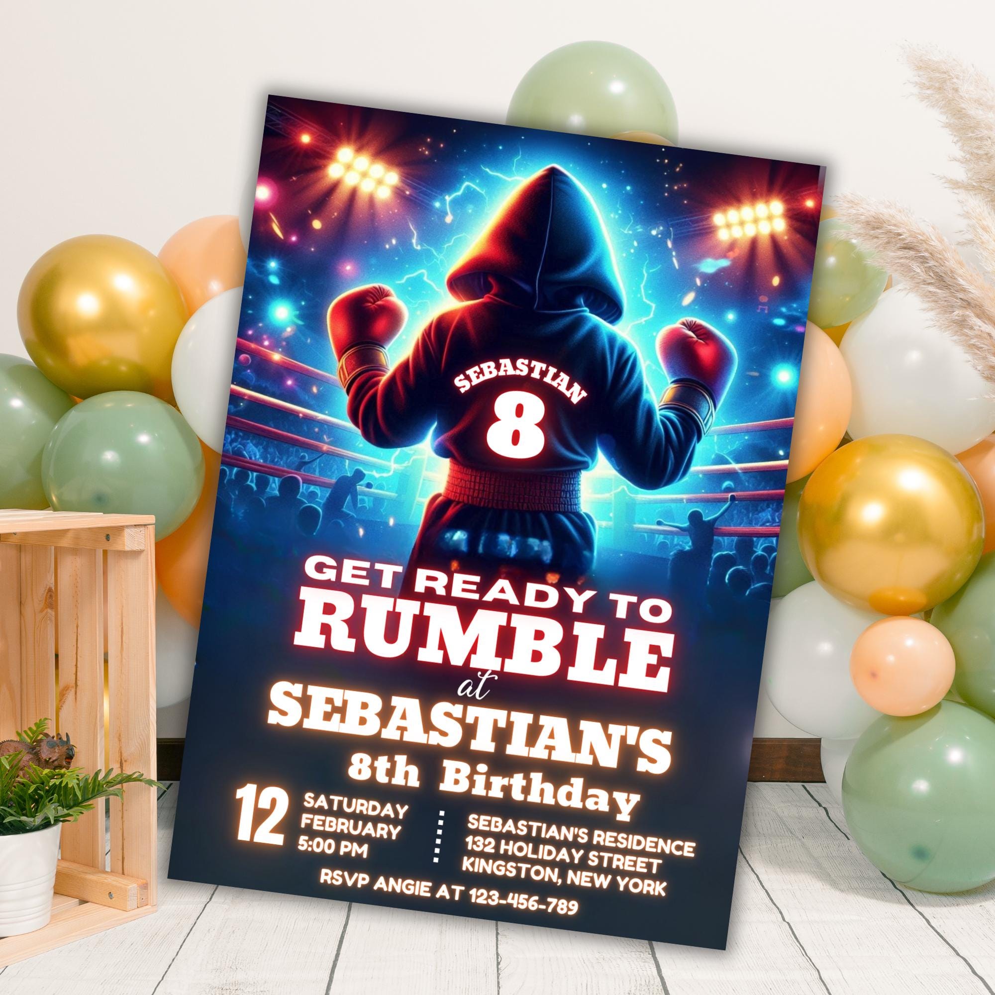 Editable Boxing Birthday Invitation Template, Knockout Party, Sports ...