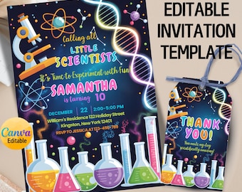 Mad Science Birthday Party Invitation | Instant Download | Girl ...