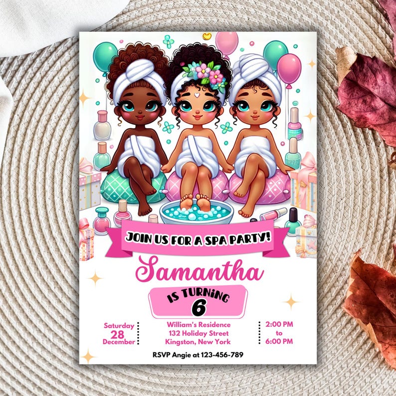 Girls Spa Party Invitation, Spa Birthday Invites, Tween Girl Sleepover ...