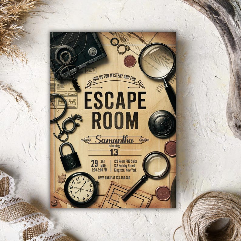 Editable Escape Room Birthday Invitation, Teens Mystery Party ...