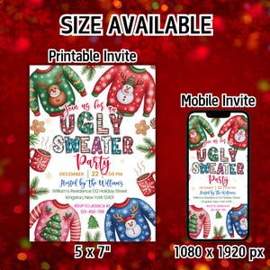 Ugly Sweater Christmas Party Invitation: Editable Canva Template ...