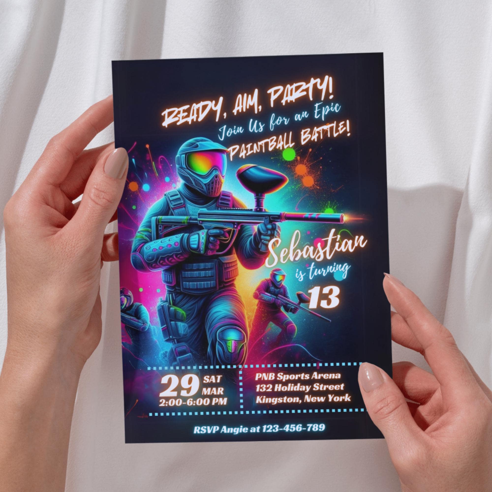Editable Paintball Birthday Invitation, Paintball Party Invitation for ...