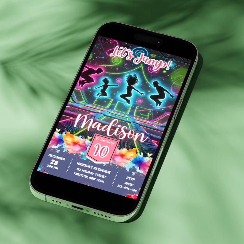 Trampoline Birthday Invitation, Jump Party Invite, Trampoline Park ...