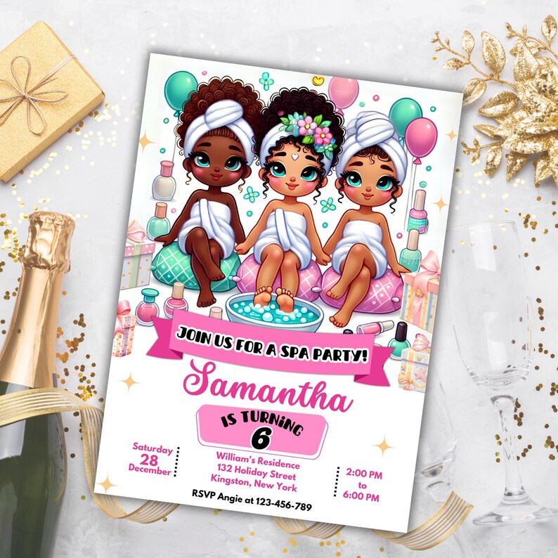 Girls Spa Party Invitation, Spa Birthday Invites, Tween Girl Sleepover ...