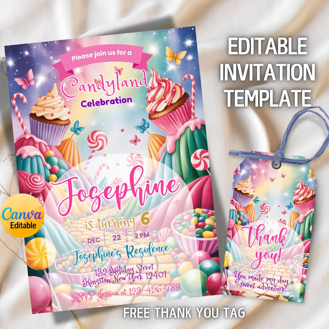 Editable Candyland Birthday Invitation, Sweets Party, Candies Party ...