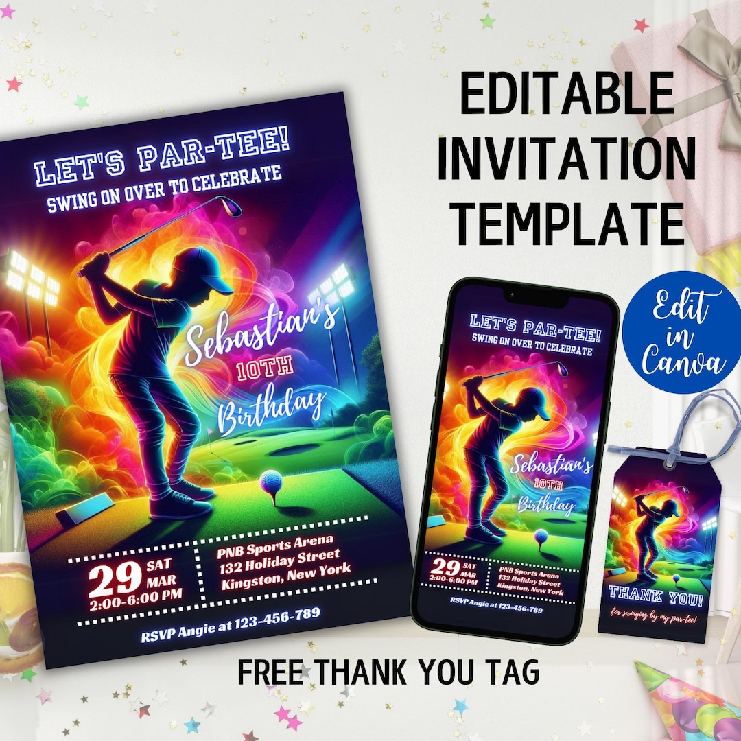 Mini Golf Birthday Invitation, Golf Party Invitation for Boys, Sports ...