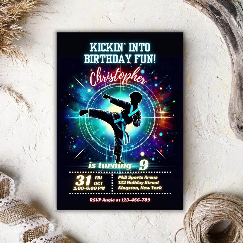 Editable Karate Birthday Invitation, Martial Arts Party Invite,ninja ...