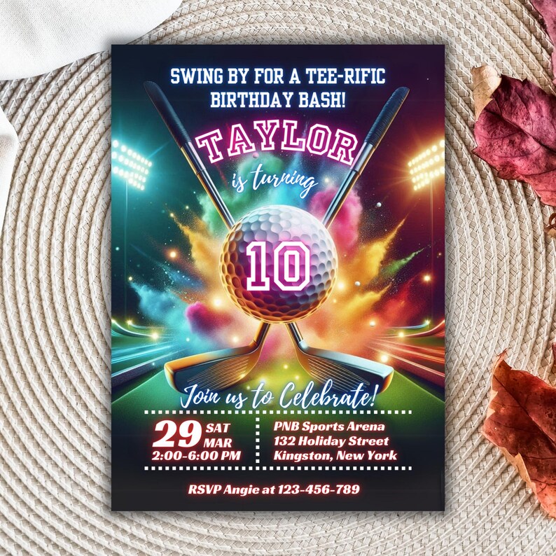 Editable Mini Golf Birthday Invitation, Top Golf Party Invites, Golf ...