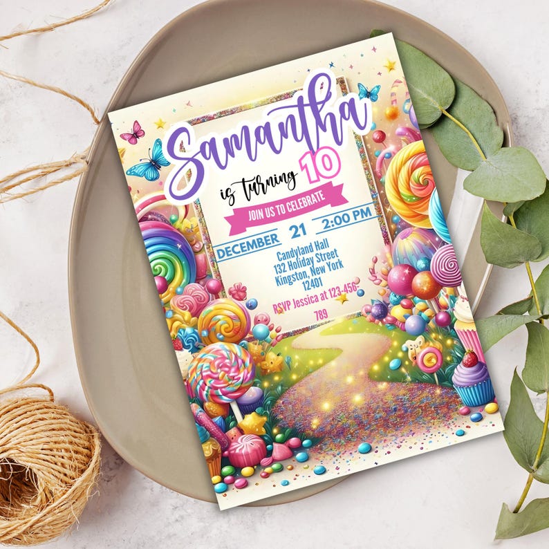 Editable Candyland Birthday Invitation, Sweets Party Invitation for ...