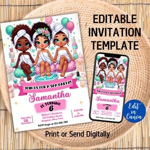Girls Spa Party Invitation, Spa Birthday Invites, Tween Girl Sleepover ...