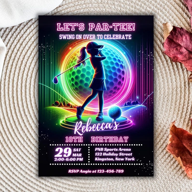 Editable Golf Birthday Invitation for Girls, Mini Golf Invite, Kids Par ...