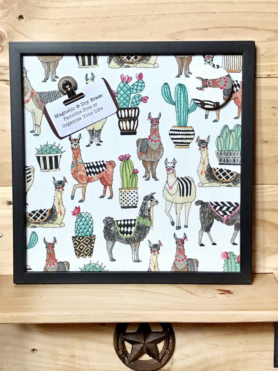 Fabric Magnet Board Framed Llama Wall Decor, Framed Magnetic Board ...