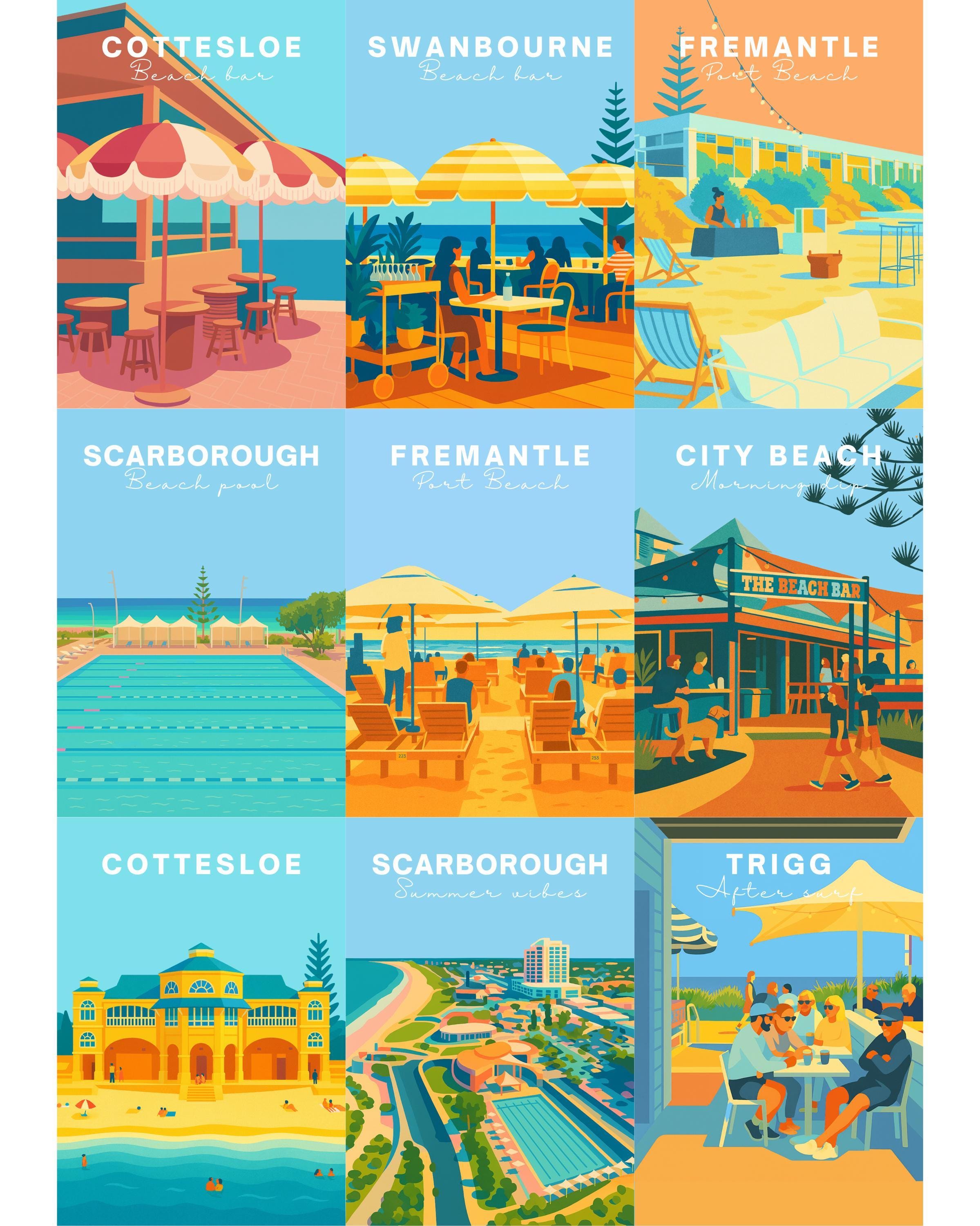Exclusive Summer Edition - Iconic Perth Posters - A3 Poster Bundle ...