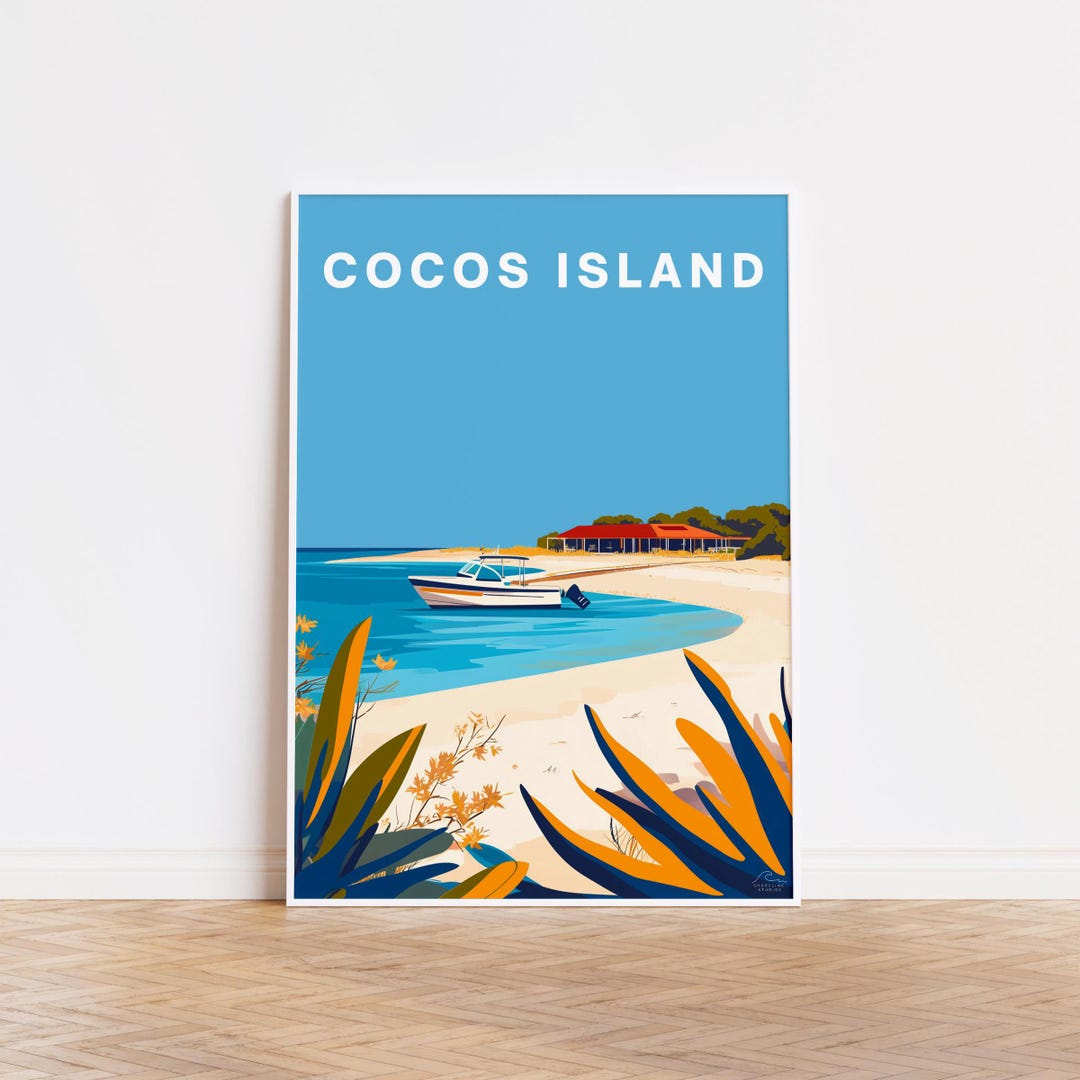 Cocos Islands Travel Poster | Coastal Wall Art | Western Australia ...