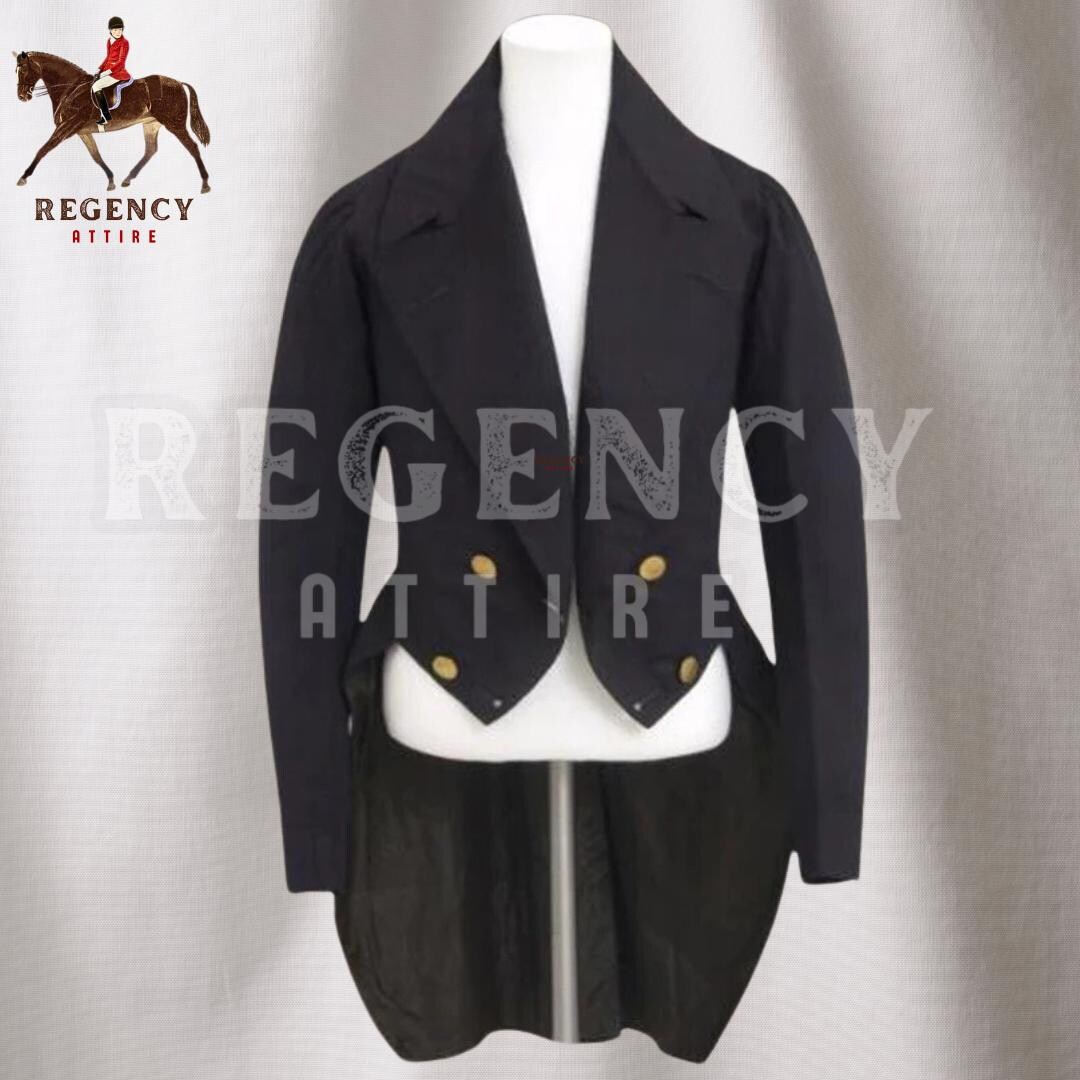 Regency Era 18th Century Custom Made Black Tailcoat Jacket- Wool ...