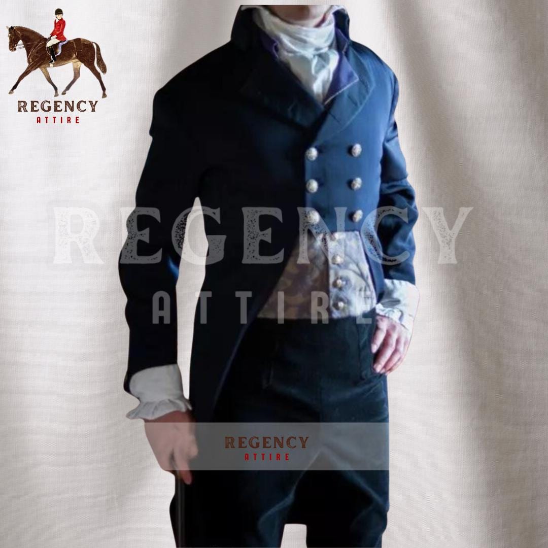 Mens Bespoke Regency Jacket- Blue Tailcoat - Wool Regency Tailcoat ...