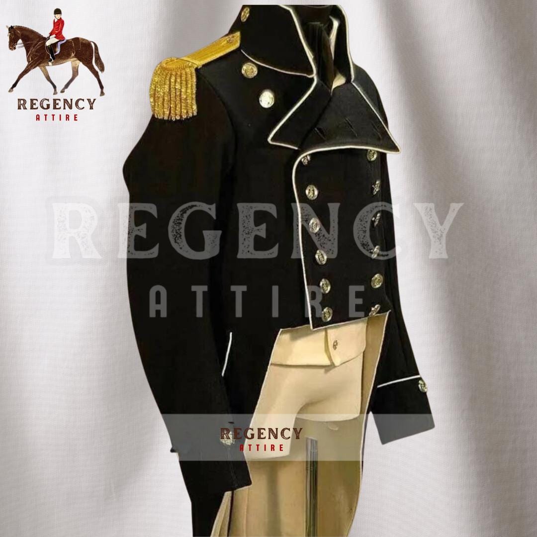Mens British Regency Tailcoat- Historical Naval Lies Jacket - Wool ...