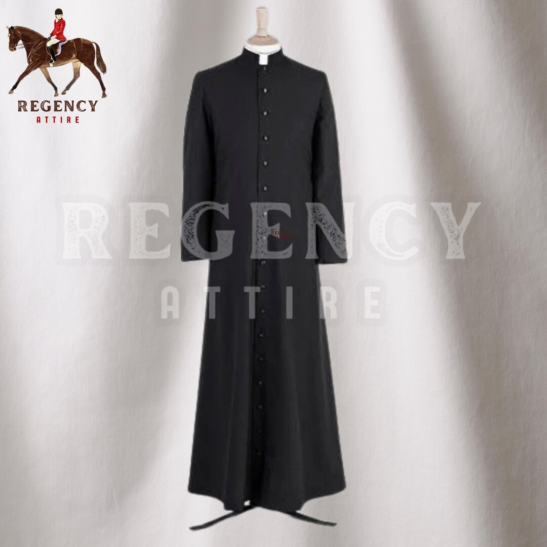 Black Roman Bishop Cassock - Clergy Vestment, Catholic Priest Robe ...
