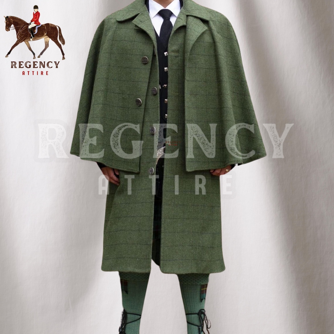 Mens Tweed Inverness Cape Coat - Historical Reenactment - Regency ...