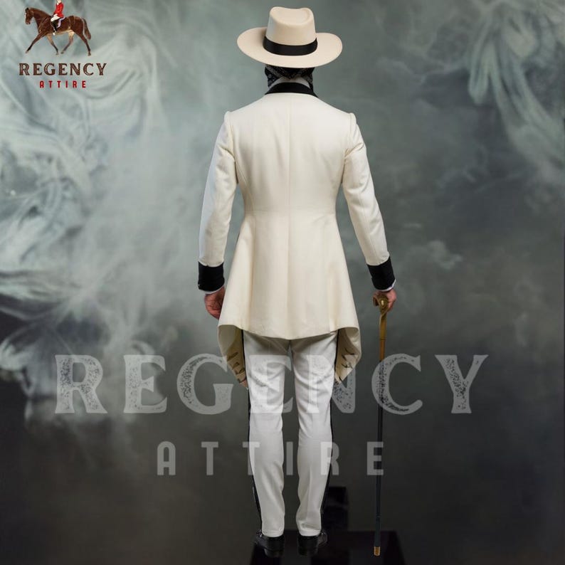 Ivory Regency Tailcoat Suit – Men's Victorian Steampunk Costume With ...
