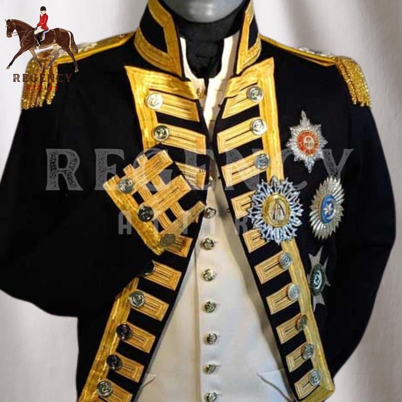 British Royal Navy Military Tailcoat, Napoleonic Regency Style Jacket ...