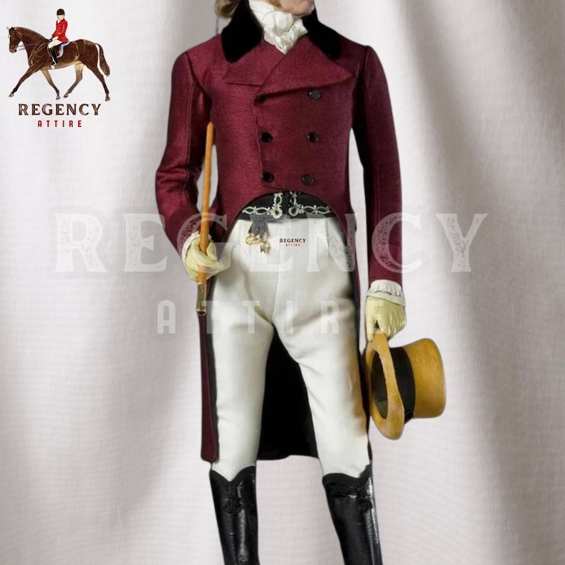 Men's Deluxe Regency Tailcoat Jacket-double Breasted Burgndy Wool ...