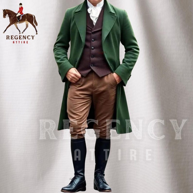 Men's Regency Riding Suit | Georgian Hunter Green Frock Coat - Etsy