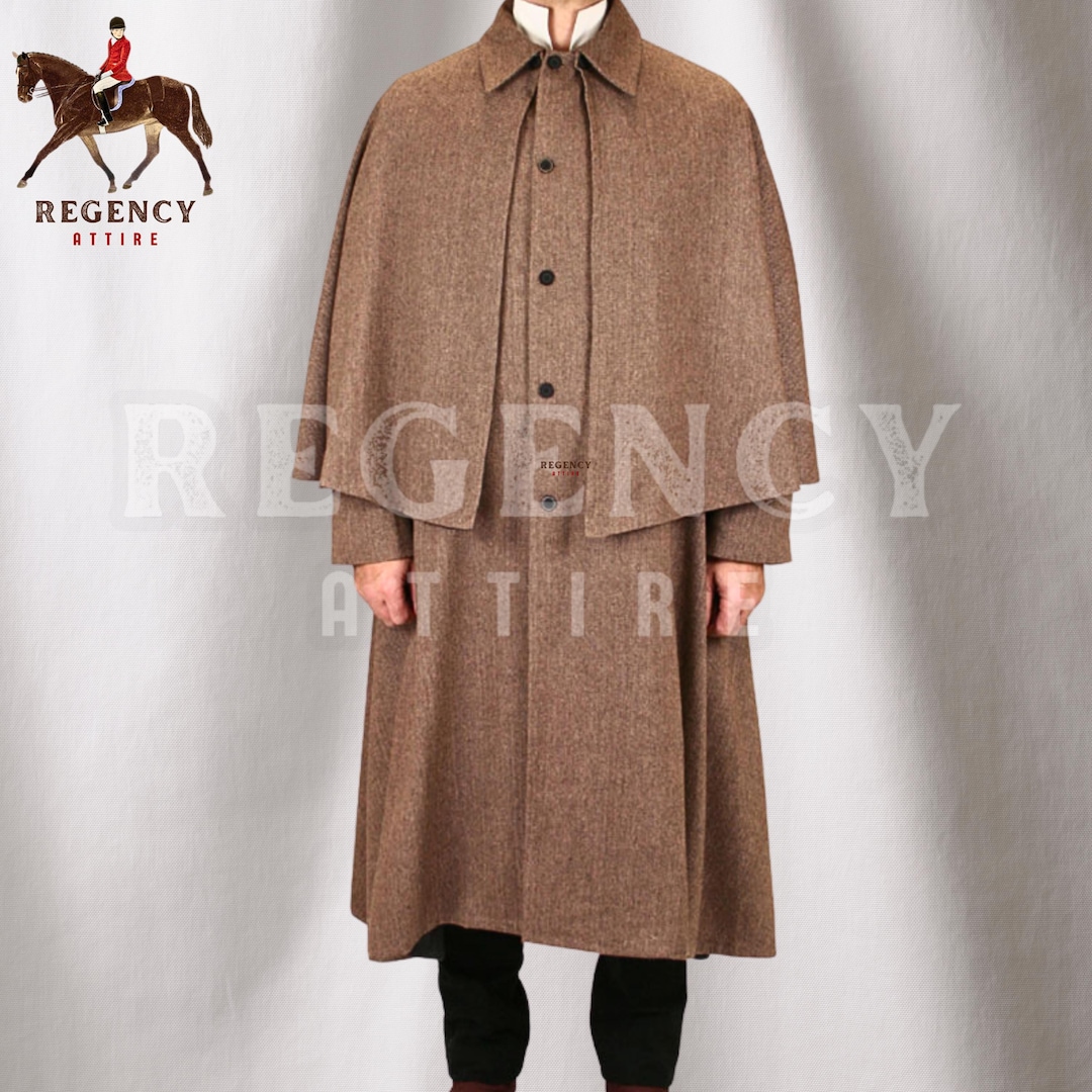 Mens Brown Inverness Cape Coat - Historical Coat - Regency Coachman ...