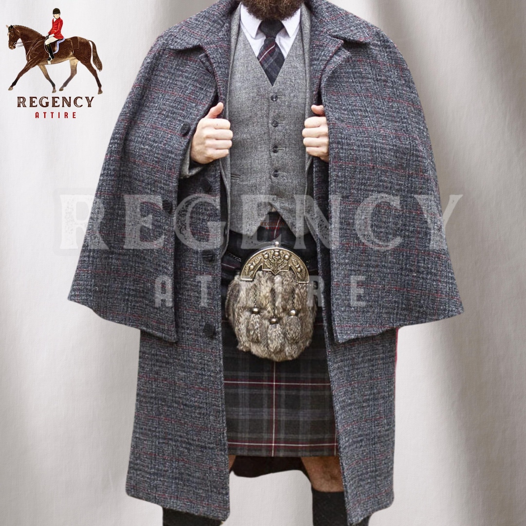 Mens Pattern Tweed Inverness Cape Coat - Historical Reenactment ...