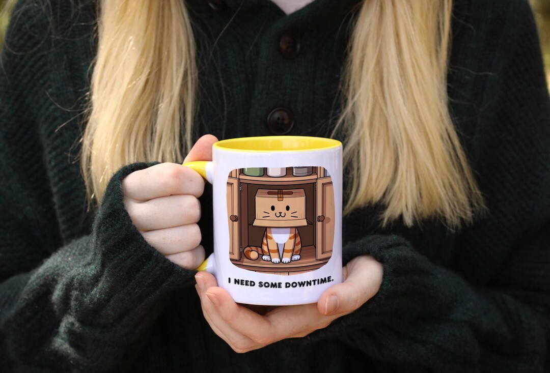 Cute Cat Mug, "i Need Some Downtime" Neurodivergent Awareness Gift ...
